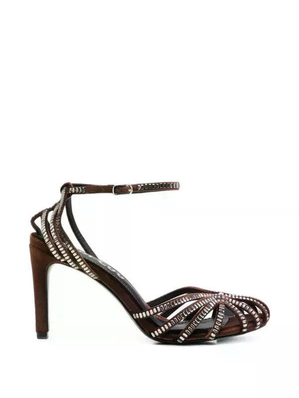 BIBI LOU Crystal-embellished Leather Sandals - Brown