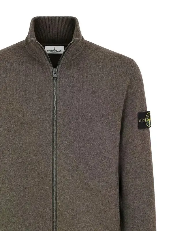 Stone Island Logo-patch Zip-up Wool Sweater