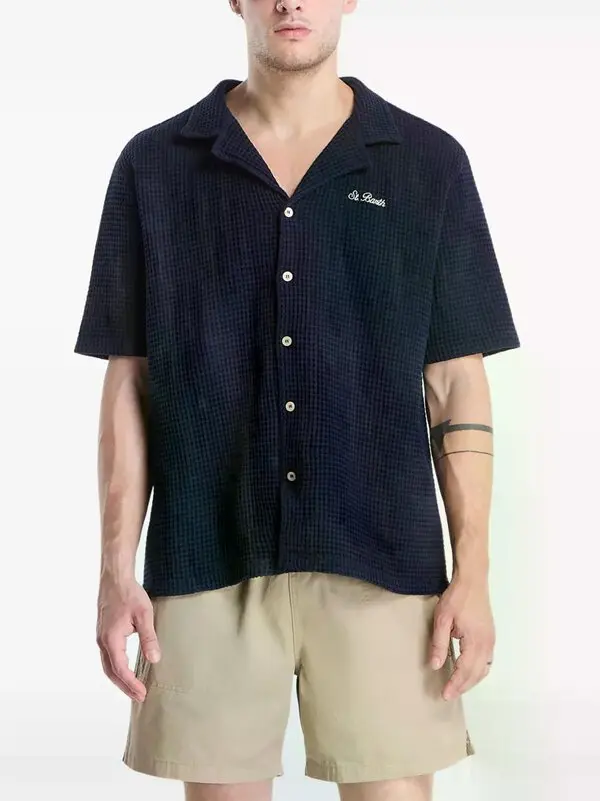 MC2 SAINT BARTH Waffle-knit Logo-embroidered Shirt - Blue