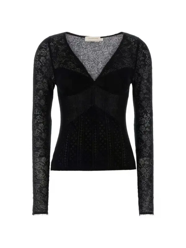 Zimmermann Pointelle-lace V-neck Top - Black