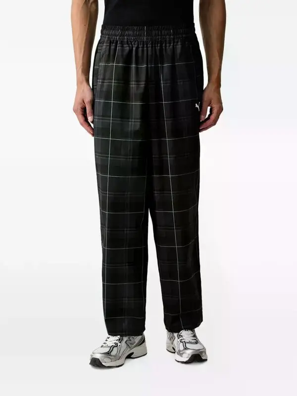 PUMA T7 Plaid-check Track Pants - Black