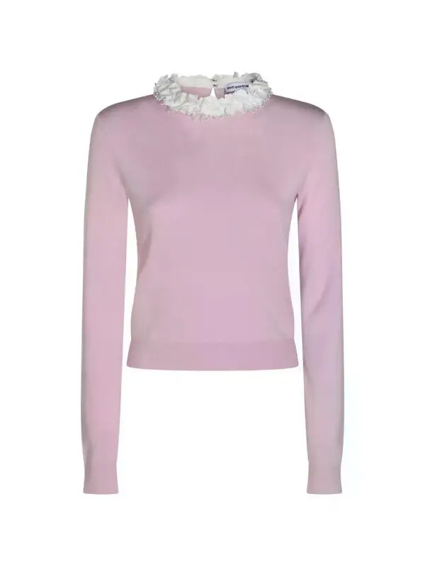 SELF-PORTRAIT Floral-embellished Long-sleeve Sweater