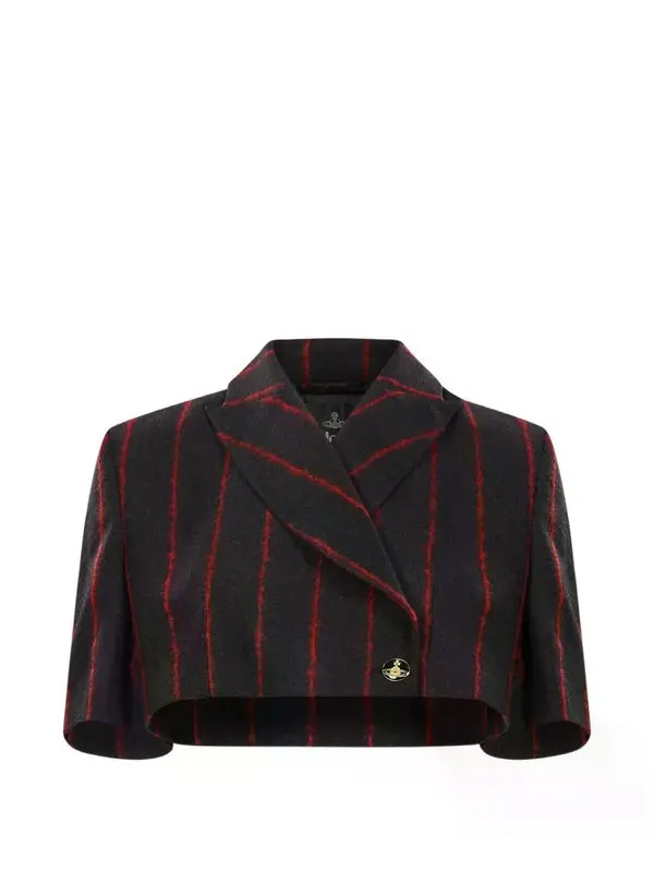 VIVIENNE WESTWOOD Cut Off Pinstripe Cropped Blazer - Grey
