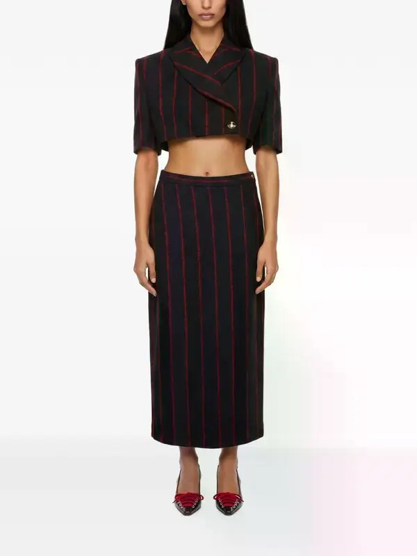 VIVIENNE WESTWOOD Cut Off Pinstripe Cropped Blazer
