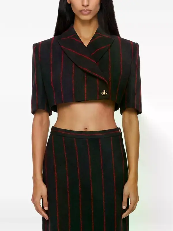 VIVIENNE WESTWOOD Cut Off Pinstripe Cropped Blazer