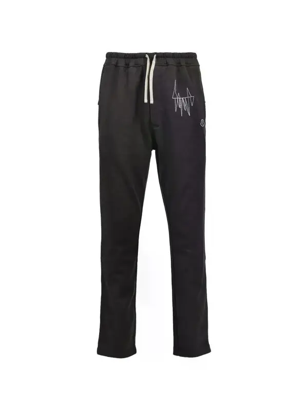 Moncler X Rick Owens Jogger Embroidered Tapered-leg Trousers - Brown