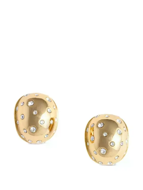 SELF-PORTRAIT Crystal-embellished Oval Earrings - Gold