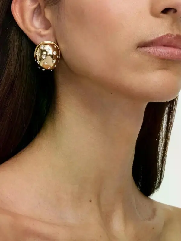 SELF-PORTRAIT Crystal-embellished Oval Earrings