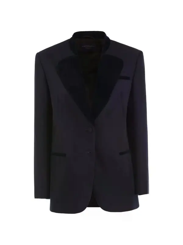 Max Mara Velvet-trim Single-breasted Suit Jacket