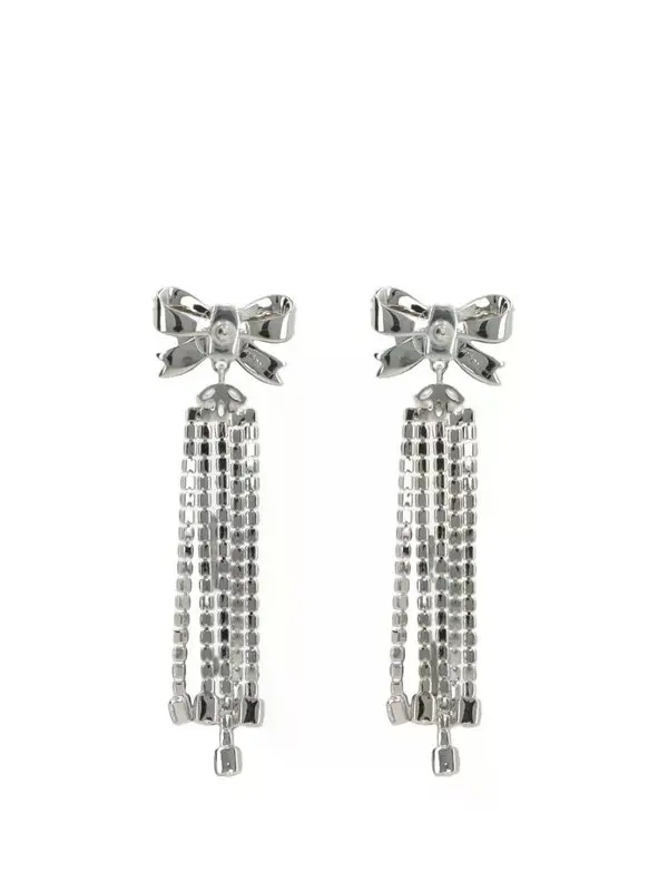 SELF-PORTRAIT Bow-shaped Crystal-fringe Earrings