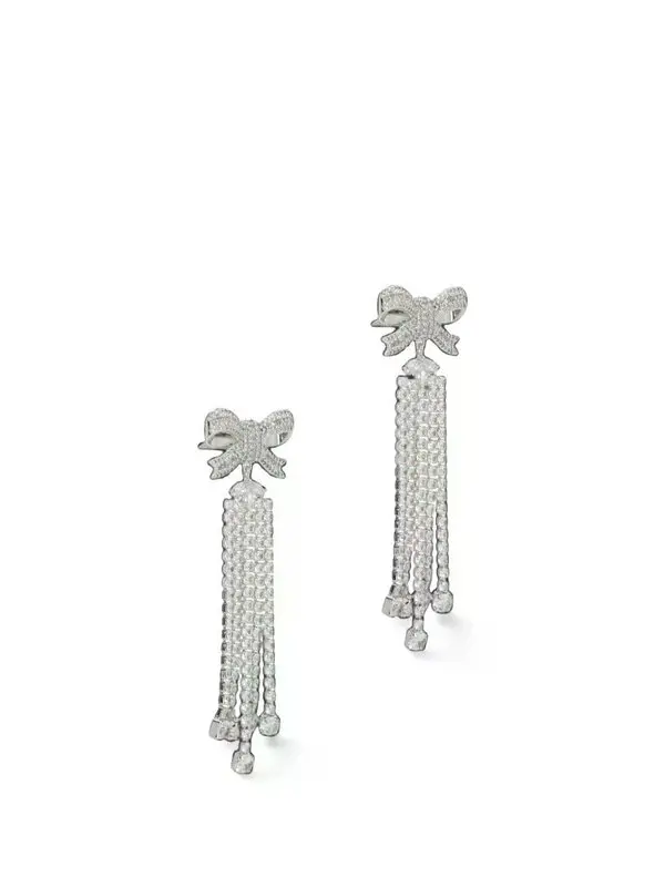 SELF-PORTRAIT Bow-shaped Crystal-fringe Earrings