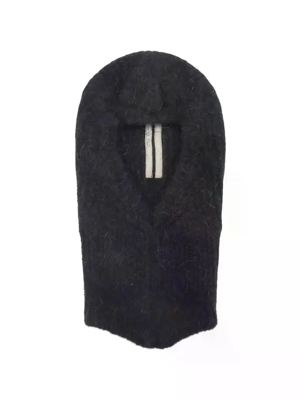 Rick Owens Ribbed Knit Cut-out Balaclava - Black