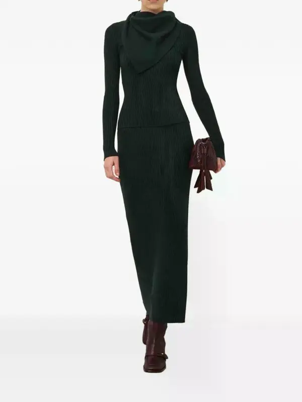 Zimmermann Ribbed Scarf-detail Sweater - Green