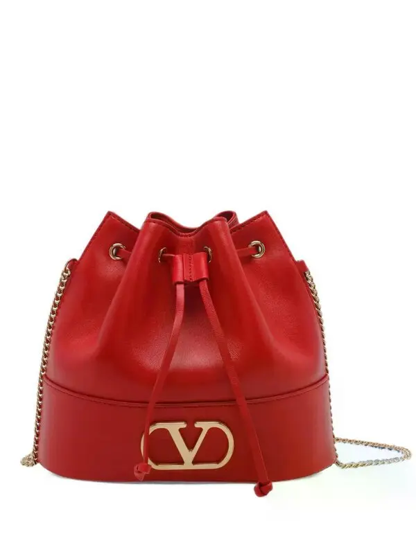 Valentino Garavani Vlogo Leather Bucket Bag - Red