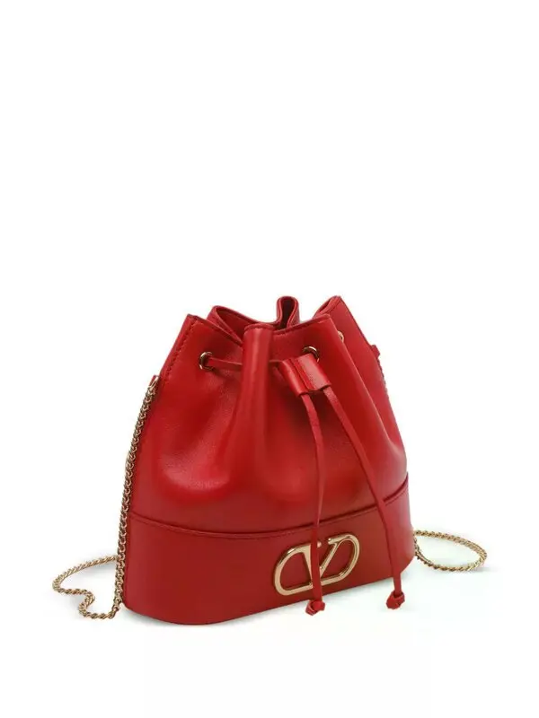 Valentino Garavani Vlogo Leather Bucket Bag - Red