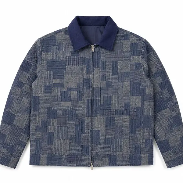 WAJU Grey / Blue Idera Grid Jacket - Grey/blue
