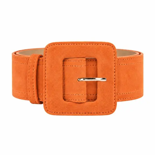 BELTBE Suede Square Buckle Belt - Orange