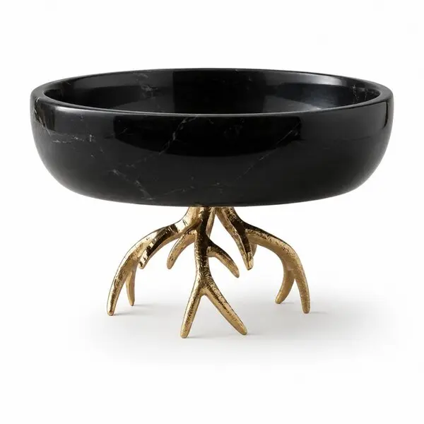 BELS & PEARL Handcrafted Bowl With Brass Antler Base