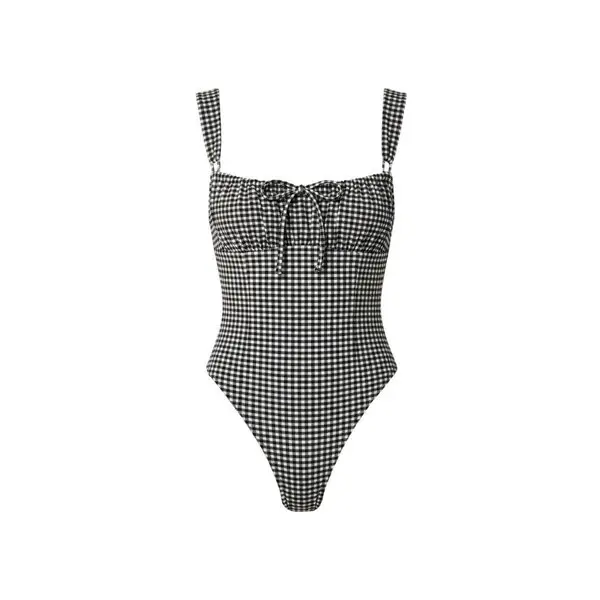 MONTCE Black & White Micro Gingham Victoria One-piece - Black/white