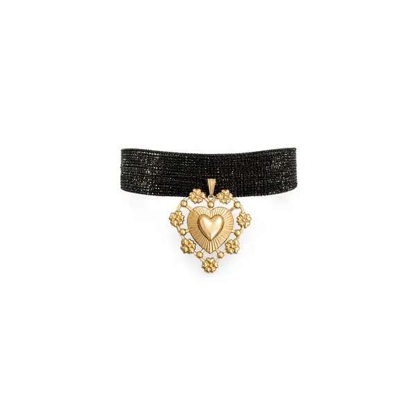 JUNIE Blue / Gold The Sienna Choker Black & Gold - Blue/gold
