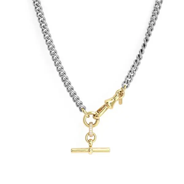 HYE JANE JEWELRY Silver / Gold Two-tone Jett T-bar Chain Necklace - Silver/gold