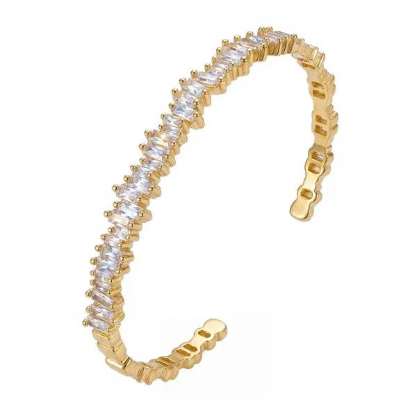 LATELITA Gold / White Baguette Ice Cuff Bangle Gold White - Gold/white