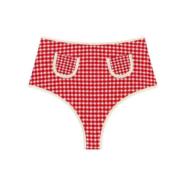 MONTCE Micro Gingham Polly Bikini Bottom - Red