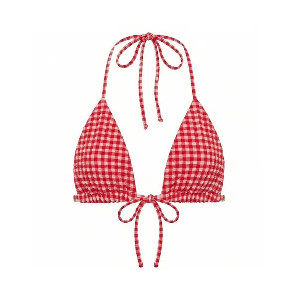 MONTCE Micro Gingham Emma Bikini Top - Red