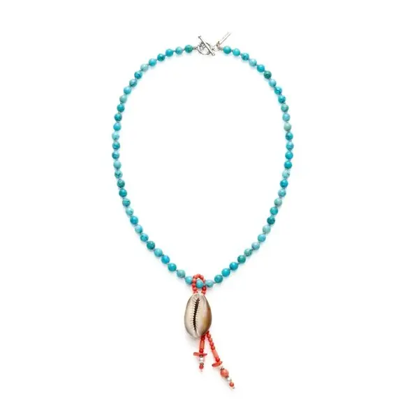 JAREDJAMIN Bimini Turquoise & Removable Cowrie Shell Necklace