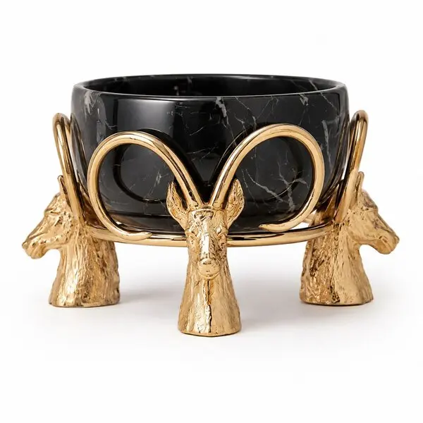 BELS & PEARL Handcrafted Three Goat Decorative Bowl