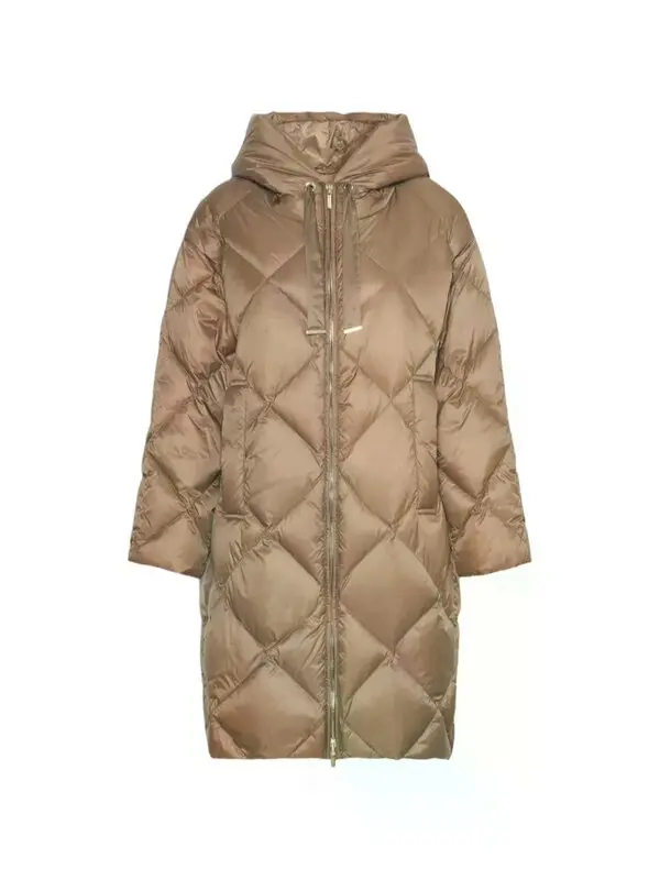 Max Mara Diamond-quilted Hooded Coat - Brown