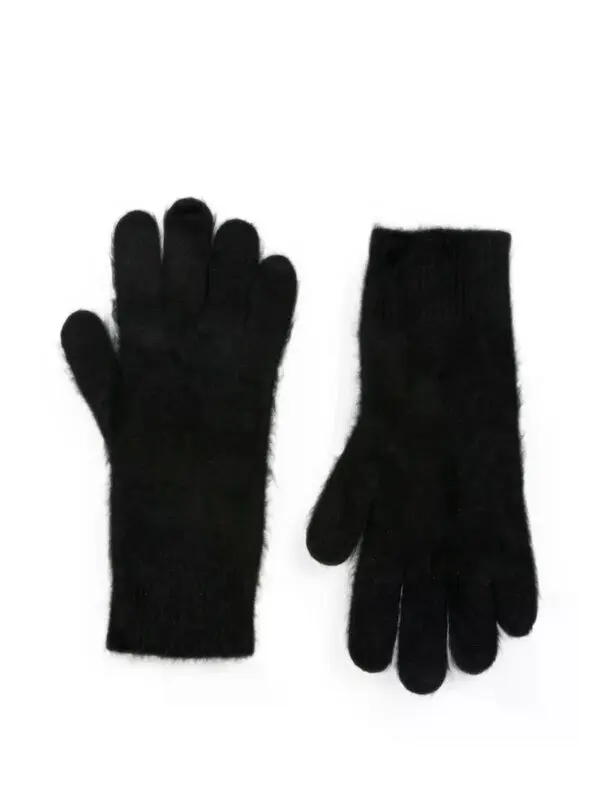 Soft Goat Fine-knit Gloves - Black
