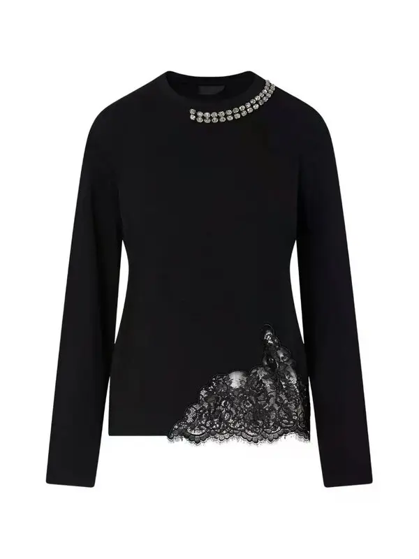 Liu Jo T-shirt With Lace And Jewel Embellishments - Black