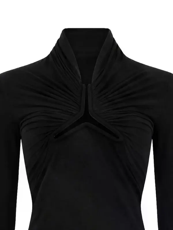 Rick Owens High Neck Long Sleeve Cut-out Top - Black