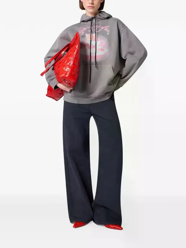 MSGM Rhinestone-embellished Graphic-print Hoodie
