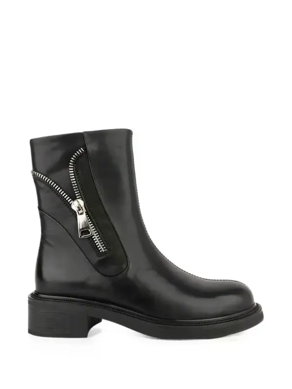 LINDA BAUMANN Zip-detail Leather Boots - Black