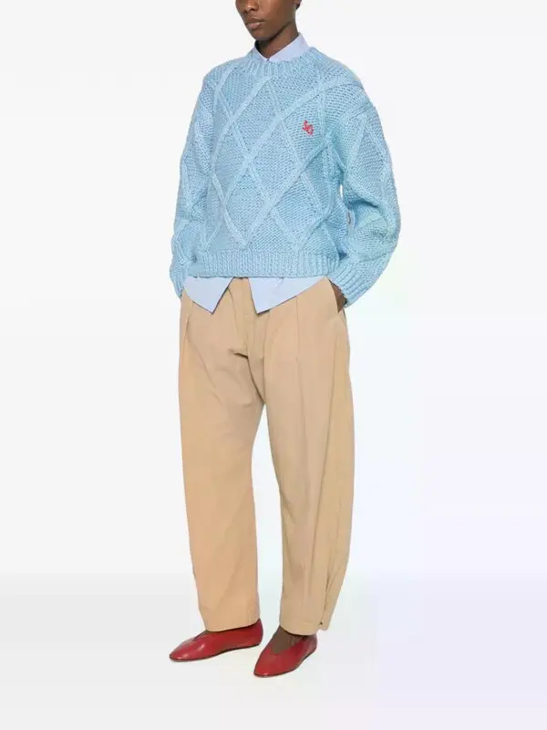 Stine Goya Cable-knit Embroidered-logo Sweater