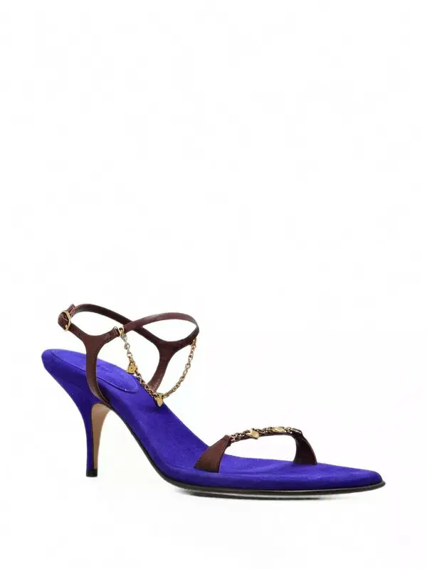 Chloé Zia Chain-link Leather Sandals - Blue