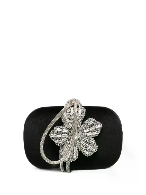 TWENTY FOURHAITCH Crystal-embellished Flower Mini Clutch Bag - Black