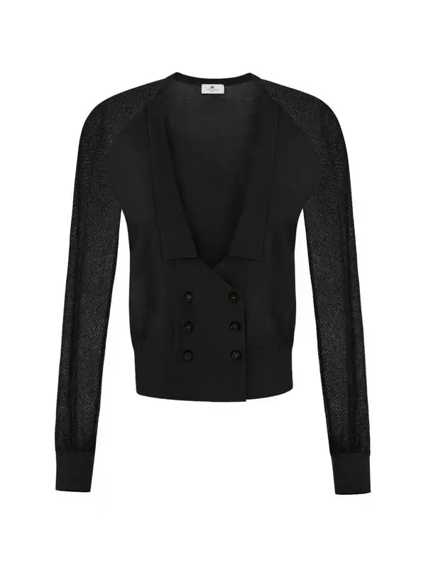 Elisabetta Franchi Mesh Knit Cardigan - Black