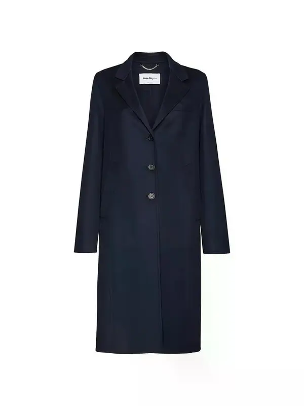 FERRAGAMO Single-breasted Notched-lapels Coat - Blue