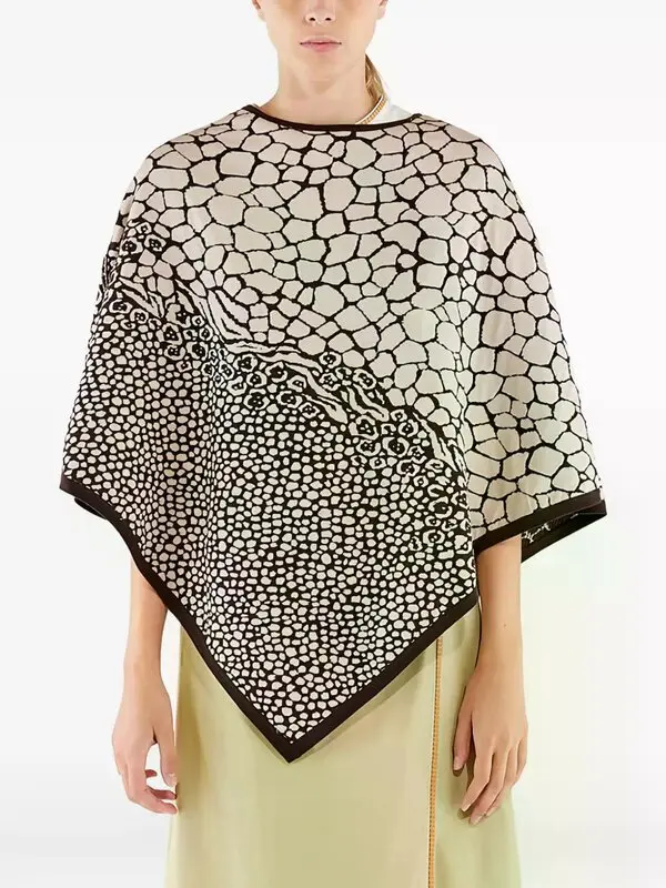 FERRAGAMO Abstract-print Cotton Poncho - Neutrals