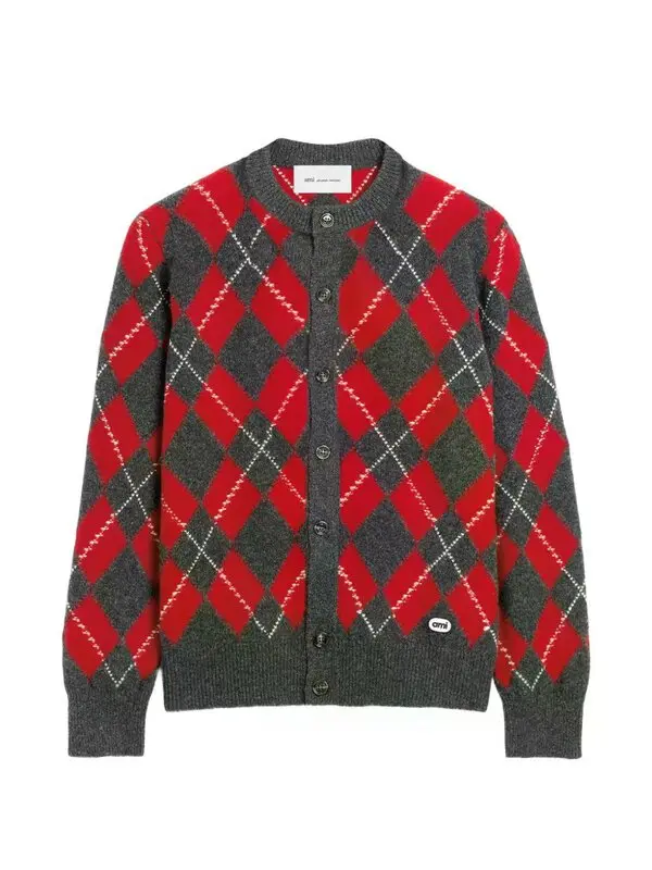 AMI Paris Wool Cardigan In Argyle