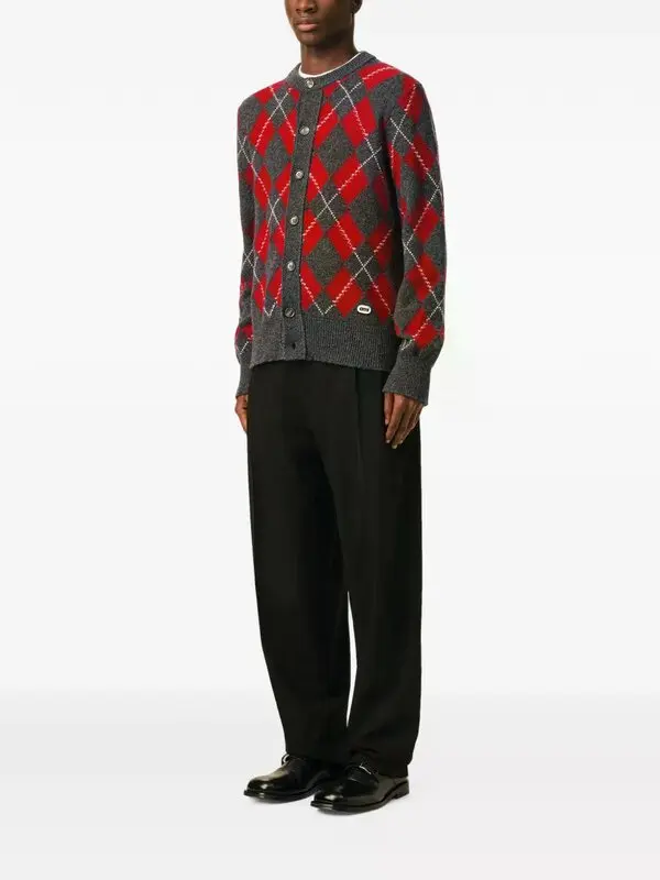 AMI Paris Wool Cardigan In Argyle