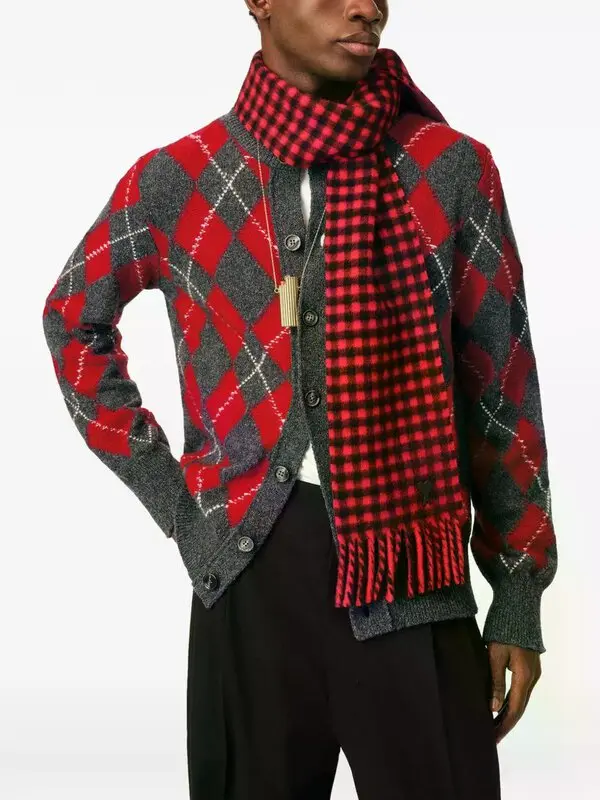 AMI Paris Wool Cardigan In Argyle