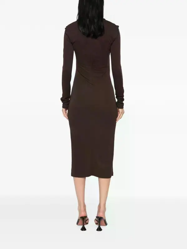 Max Mara Estremo Crossover-neck Long-sleeve Midi Dress
