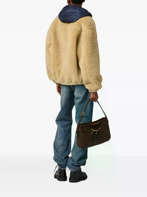 Miu Miu Fleece Blouson Jacket With Technical Hood - Neutrals