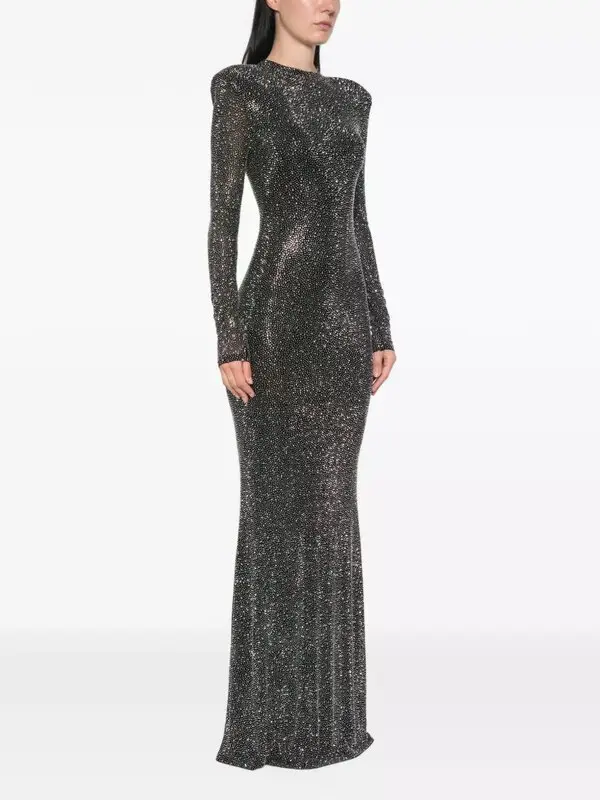 TWENTY FOURHAITCH Crystal Embellished Long Sleeve Maxi Dress