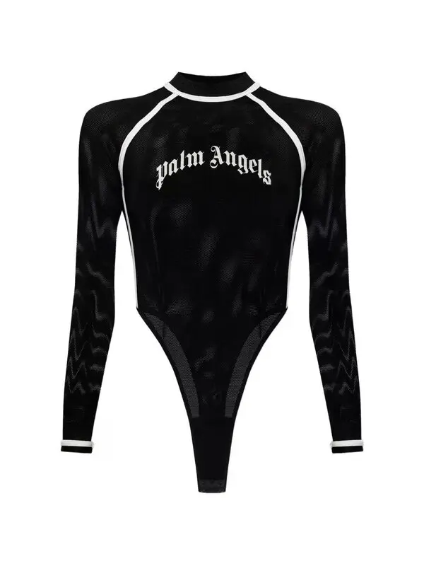 Palm Angels Logo-print Mesh Bodysuit - Black