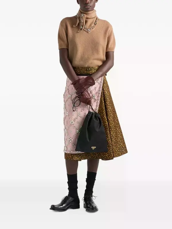 Prada Short-sleeved Cashmere Sweater With Scarf